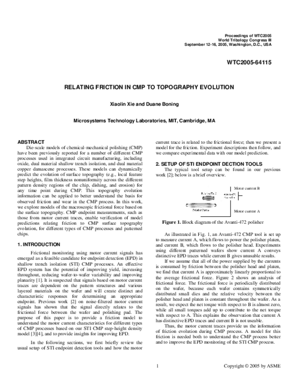 (PDF) Relating Friction in CMP to Topography Evolution