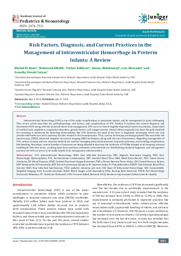 (PDF) Risk Factors, Diagnosis, and Current Practices in the Management ...