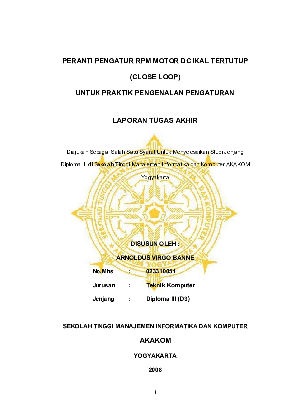 (DOC) Peranti Pengatur RPM Motor DC Ikal Tertutup (Close Loop) Untuk ...