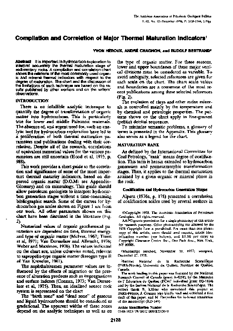 (PDF) Compilation and Correlation of Major Thermal Maturation Indicators