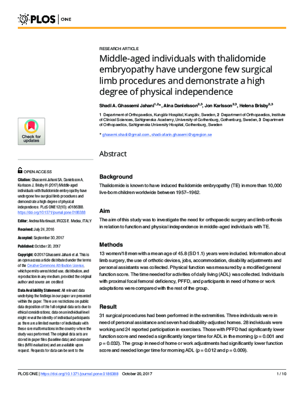 (PDF) Middle-aged individuals with thalidomide embryopathy have ...