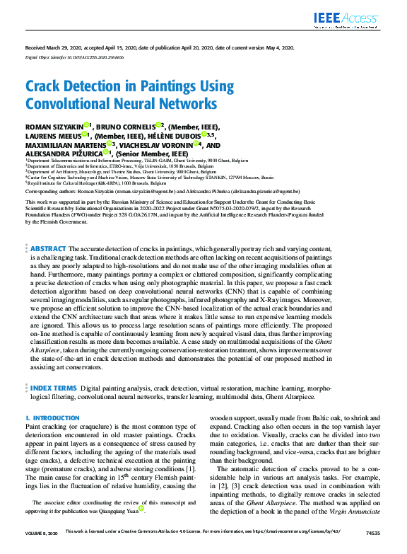 (PDF) Crack Detection in Paintings Using Convolutional Neural Networks
