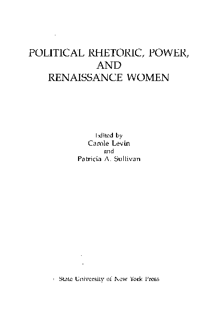 (PDF) Political Rhetoric, Power, and Renaissance Women
