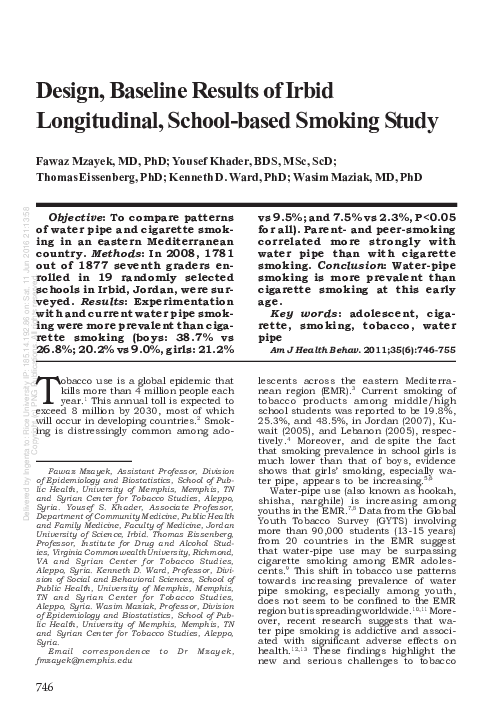 (PDF) Design, Baseline Results of Irbid Longitudinal, School-based ...