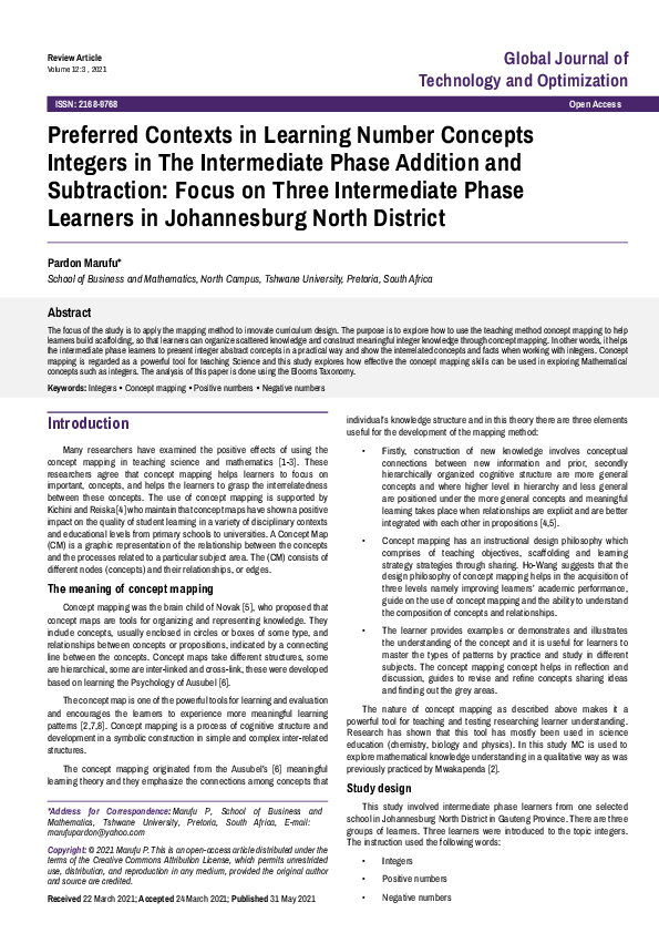 (PDF) Preferred Contexts in Learning Number Concepts Integers in The ...