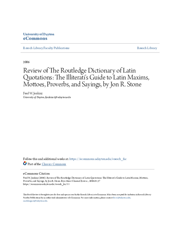(PDF) The Routledge dictionary of Latin quotations: the illiterati's guide to Latin maxims ...