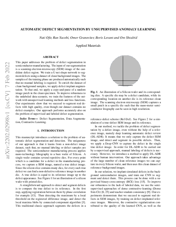 Pdf Automatic Defect Segmentation By Unsupervised Anomaly Learning
