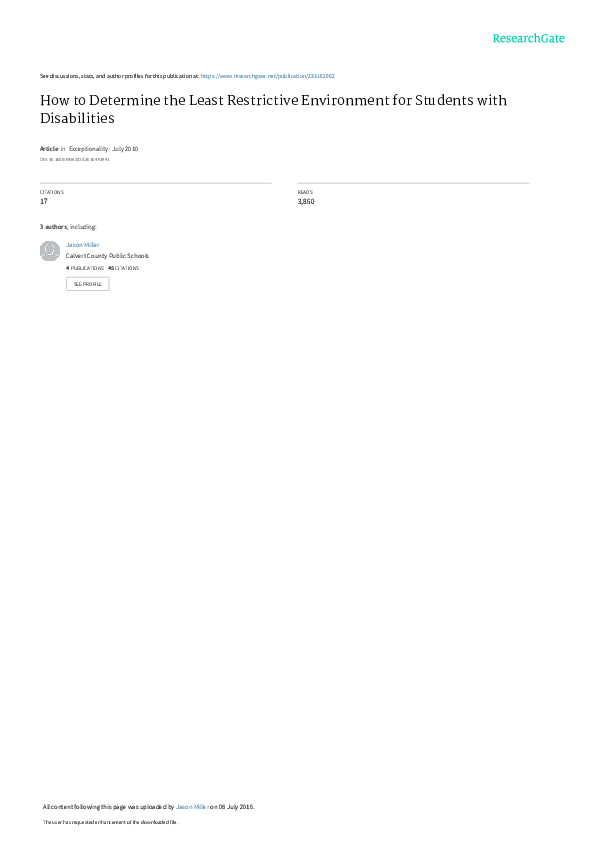 (PDF) How to Determine the Least Restrictive Environment for Students ...