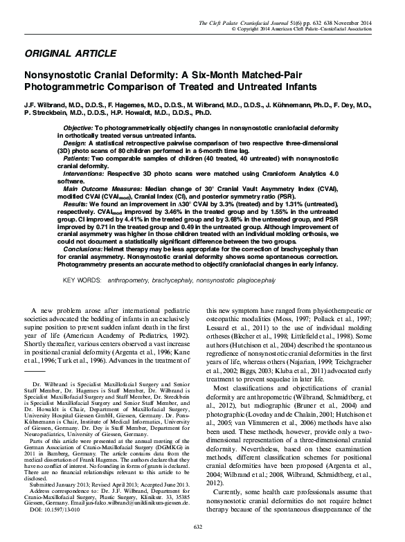 (PDF) Nonsynostotic Cranial Deformity: A Six-Month Matched-Pair ...
