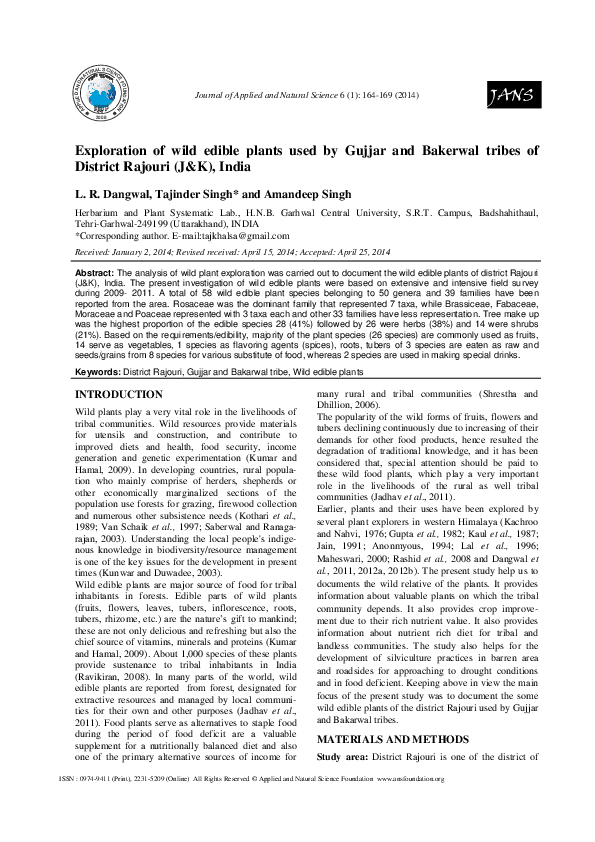 (PDF) Exploration of wild edible plants used by Gujjar and Bakerwal ...