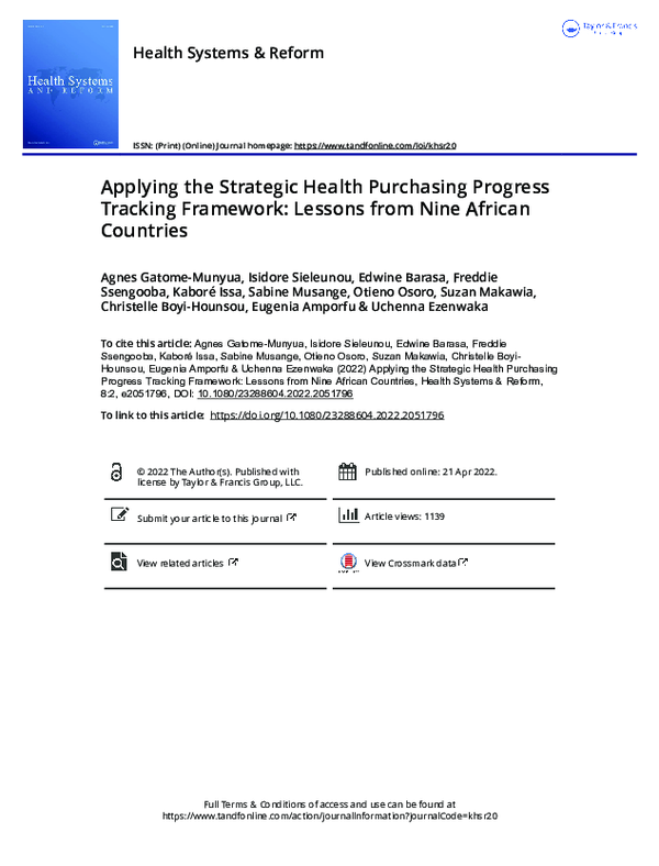 (PDF) Applying the Strategic Health Purchasing Progress Tracking ...