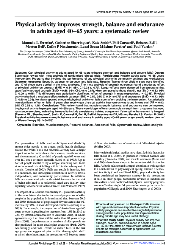 (PDF) Physical activity improves strength, balance and endurance in ...