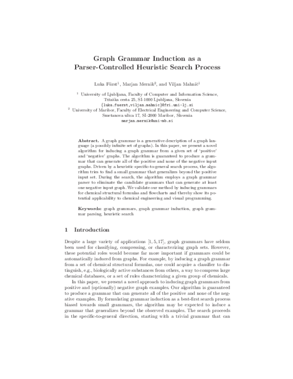 (PDF) Graph Grammar Induction as a Parser-Controlled Heuristic Search Process | V. Mahnic ...