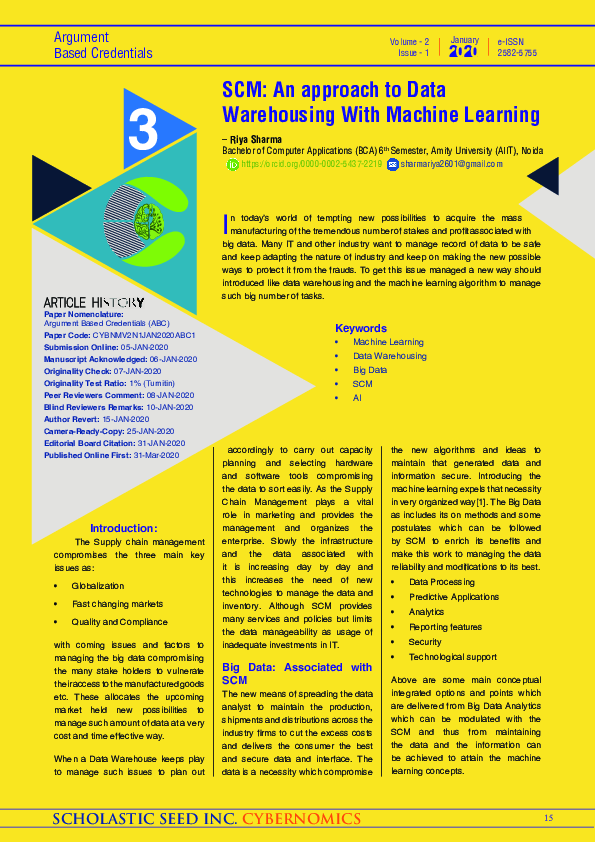 (PDF) SCM: An approach to Data Warehousing With Machine Learning