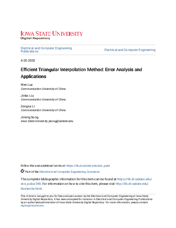Pdf Efficient Triangular Interpolation Method Error Analysis And