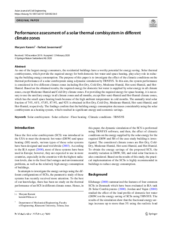 (PDF) Performance assessment of a solar thermal combisystem in ...