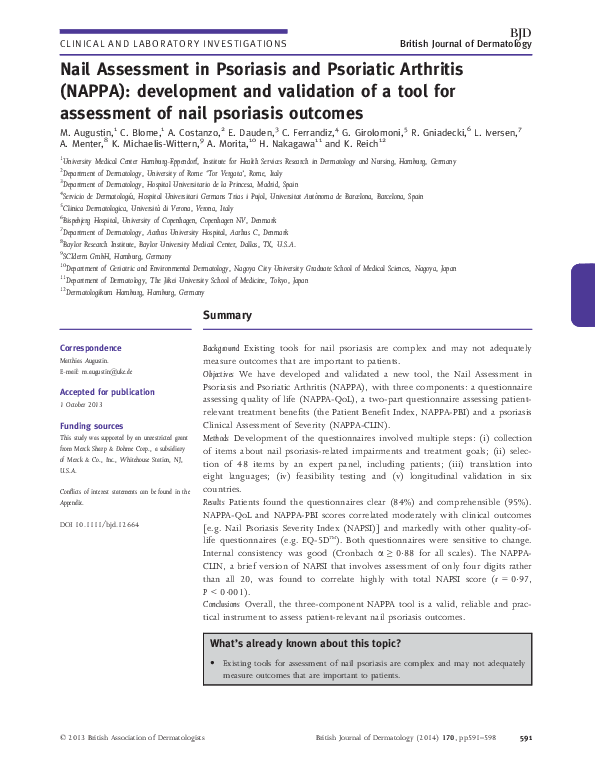 (PDF) Nail Assessment in Psoriasis and Psoriatic Arthritis (NAPPA ...