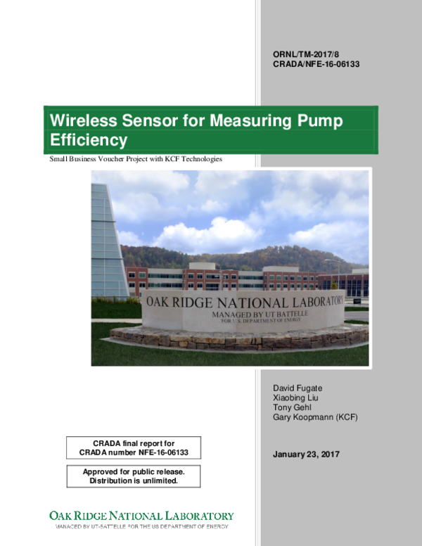 (PDF) Wireless Sensor for Measuring Pump Efficiency: Small Business ...