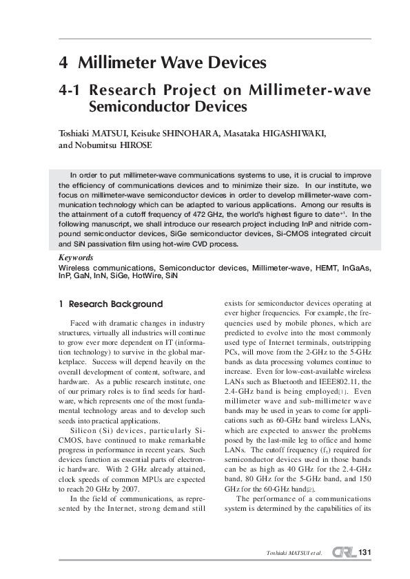 (PDF) Millimeter Wave Devices: Research Project on Millimeter-Wave ...