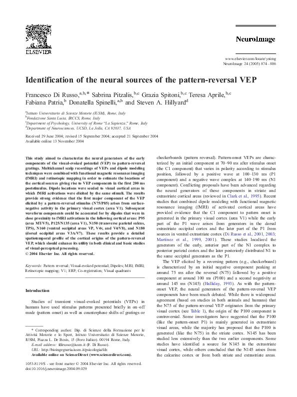 (PDF) Identification of the neural sources of the pattern-reversal VEP