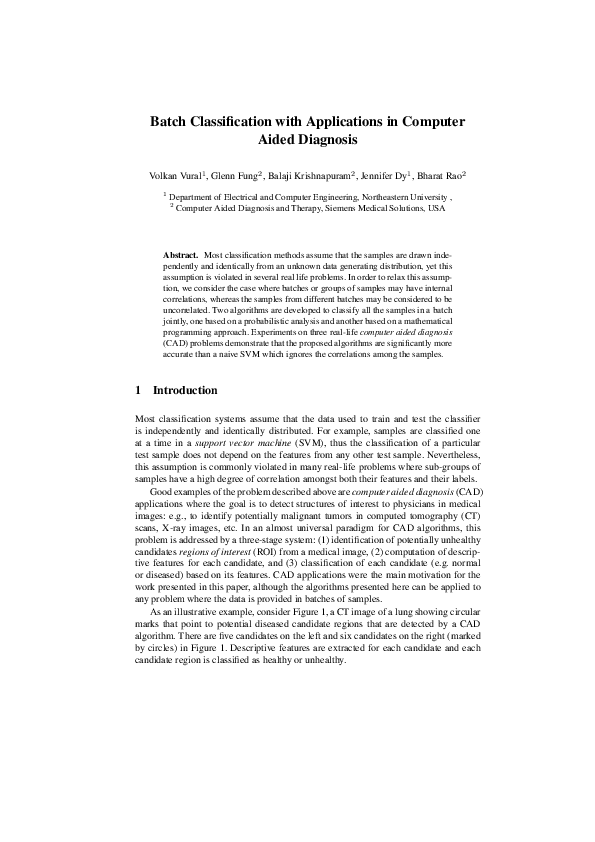 (PDF) Batch Classification with Applications in Computer Aided Diagnosis