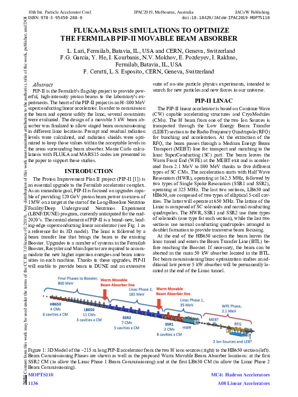 (PDF) FLUKA-MARS15 Simulations To Optimize the Fermilab PIP-II Movable ...