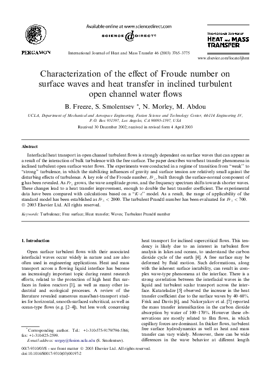 (PDF) Characterization of the effect of Froude number on surface waves ...