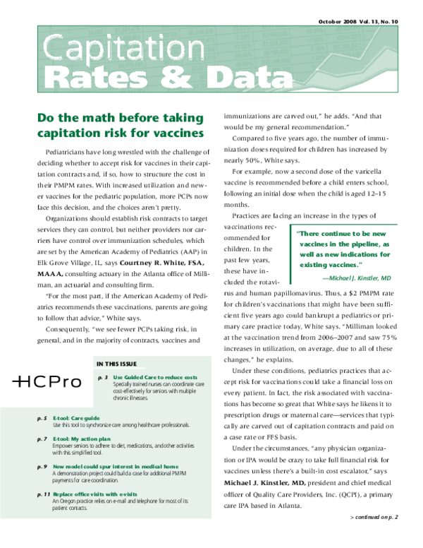 (PDF) Do the math before taking capitation risk for vaccines
