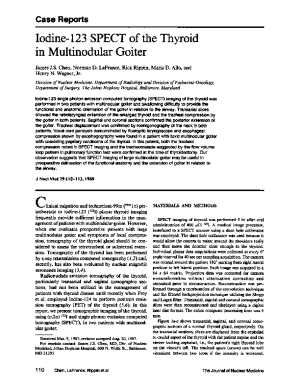 (PDF) Iodine-123 SPECT of the thyroid in multinodular goiter