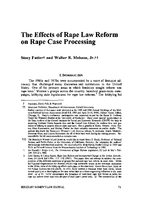 (PDF) The Effects of Rape Law Reform on Rape Case Processing