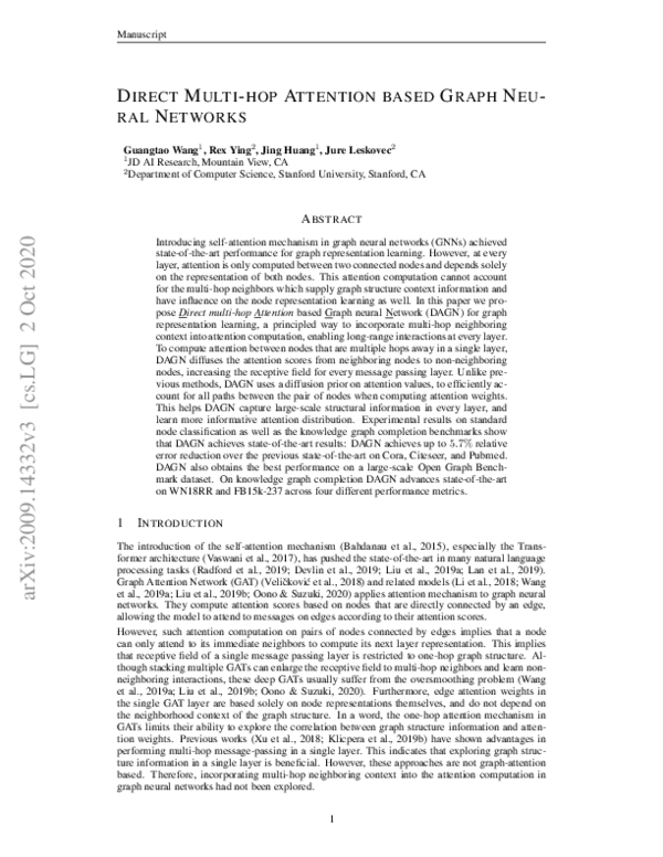Pdf Direct Multi Hop Attention Based Graph Neural Network