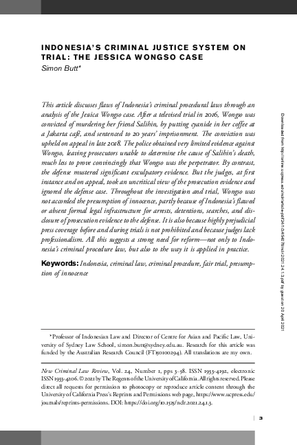 (PDF) Indonesia’s Criminal Justice System on Trial