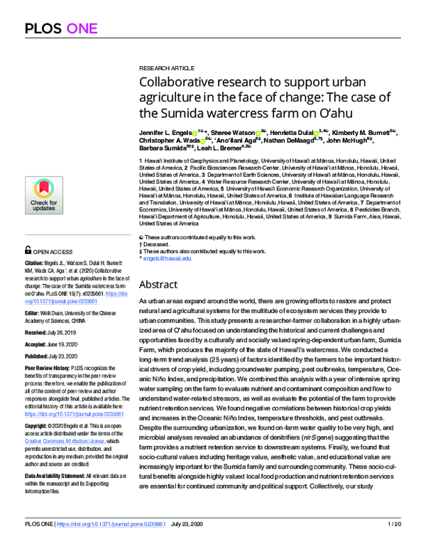 (PDF) Collaborative research to support urban agriculture in the face ...
