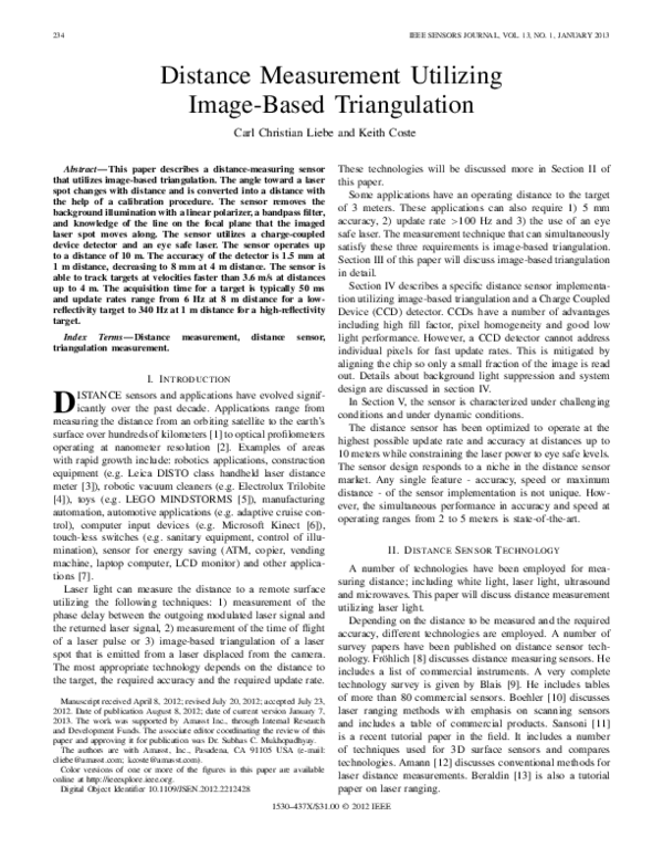 (PDF) Distance Measurement Utilizing Image-Based Triangulation