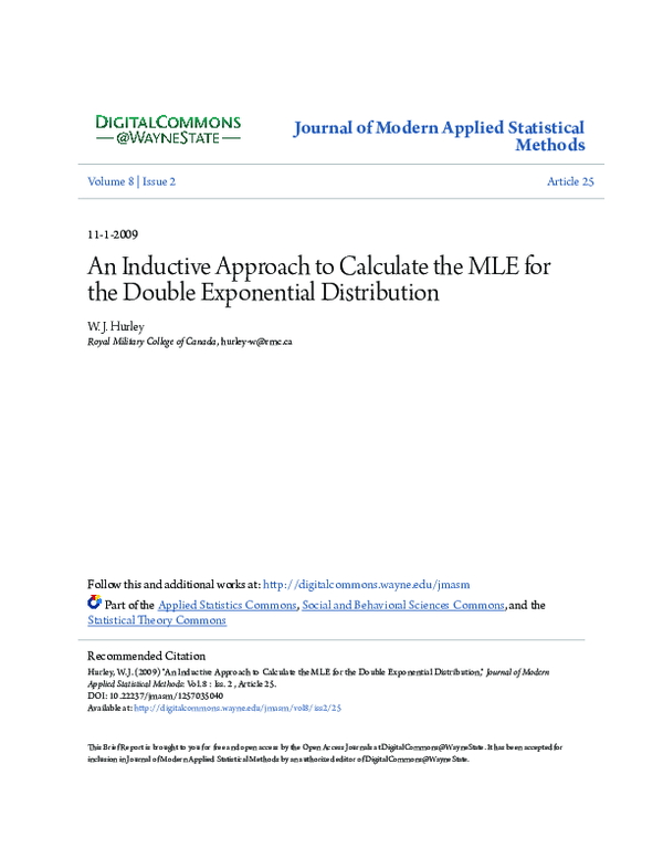 (PDF) An Inductive Approach to Calculate the MLE for the Double ...