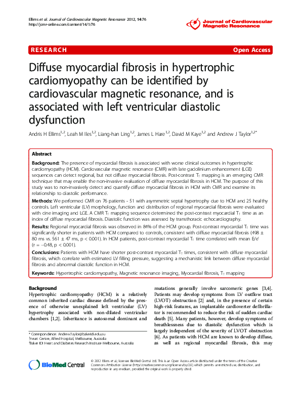(PDF) Diffuse myocardial fibrosis in hypertrophic cardiomyopathy can be ...