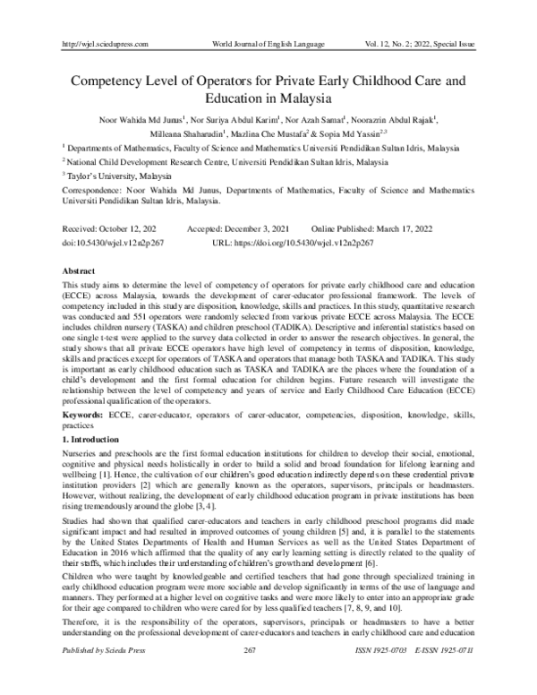 (PDF) ECCE Operator Competency in Malaysia