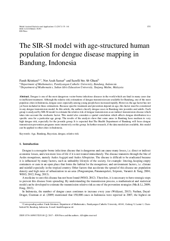 (PDF) The SIR-SI model with age-structured human population for dengue ...