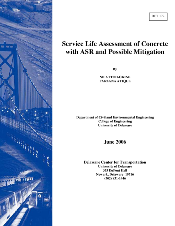 (PDF) Service Life Assessment of Concrete with ASR and Possible Mitigation