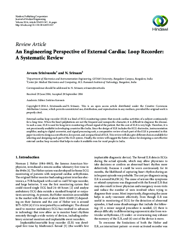 (PDF) An Engineering Perspective of External Cardiac Loop Recorder: A ...