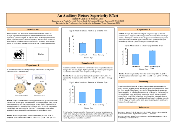 (PDF) An auditory picture superiority effect | Robert Crutcher ...