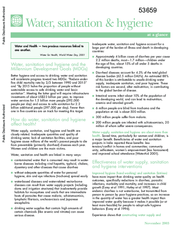 (PDF) Water, sanitation and hygiene