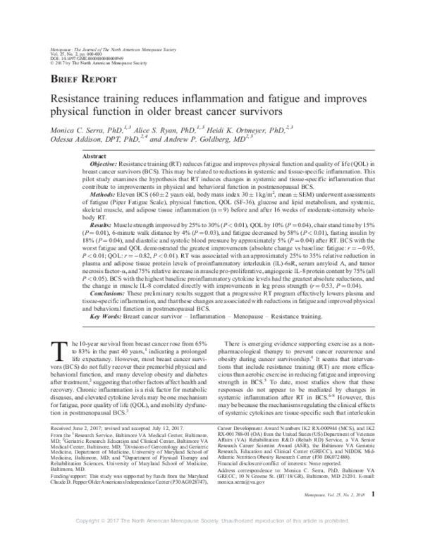 (PDF) Resistance training reduces inflammation and fatigue and improves ...