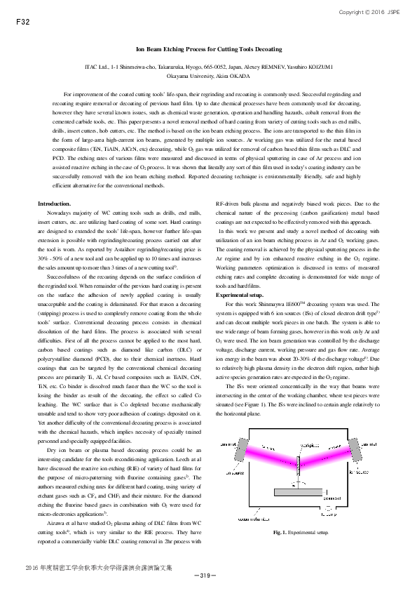 (PDF) Ion Beam Etching Process for Cutting Tool Decoating