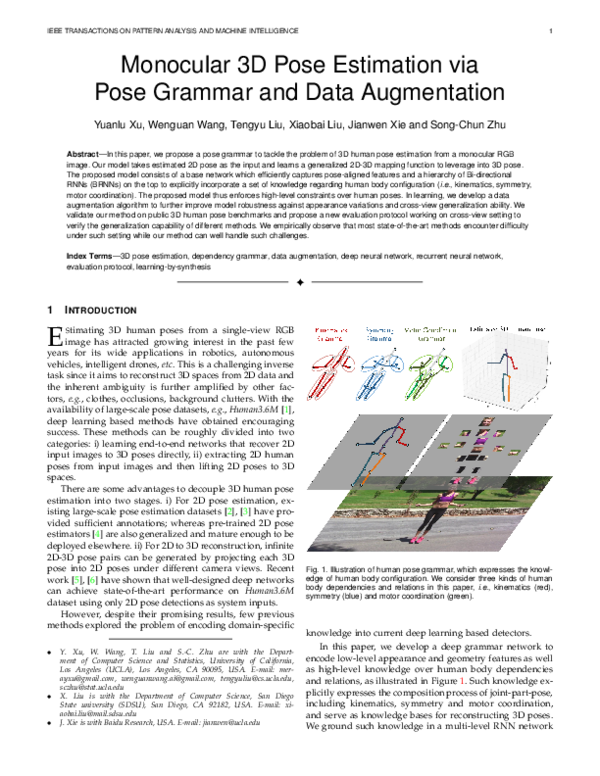 Pdf Monocular 3d Pose Estimation Via Pose Grammar And Data Augmentation