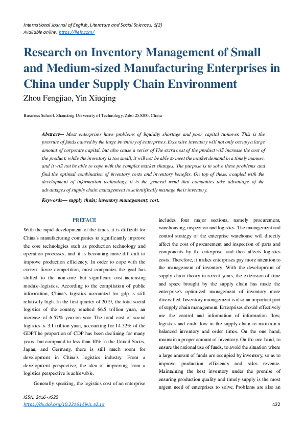 (PDF) Research on Inventory Management of Small and Medium-sized ...