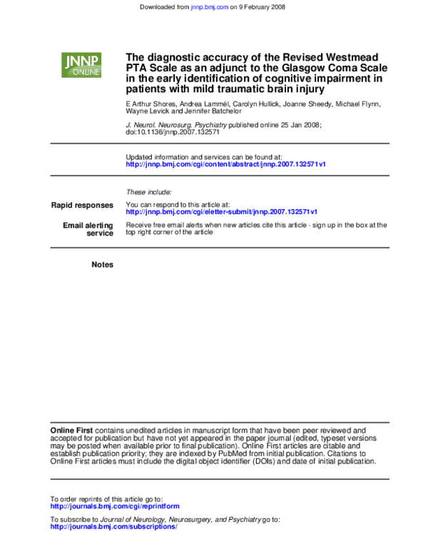 (PDF) The diagnostic accuracy of the Revised Westmead PTA Scale as an ...