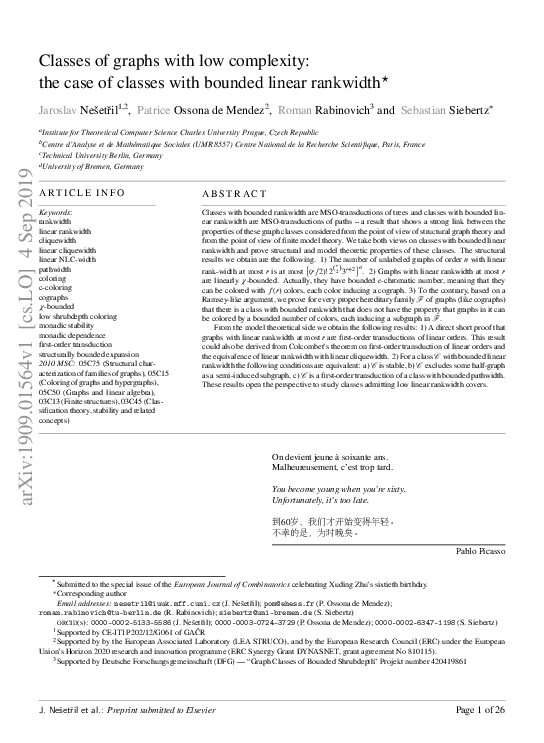 (PDF) Classes of graphs with low complexity Nowhere Dense Structurally Nowhere Dense ...