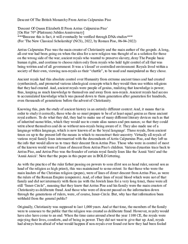 (PDF) British Monarchy From Arrius Calpurnius Piso | Roman Piso ...
