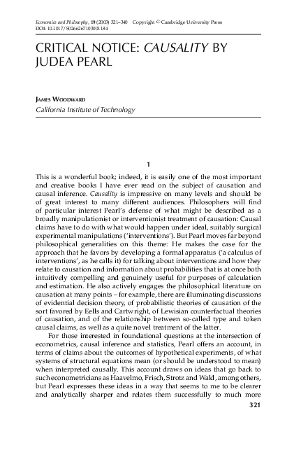 (PDF) Critical Notice: Causality by Judea Pearl